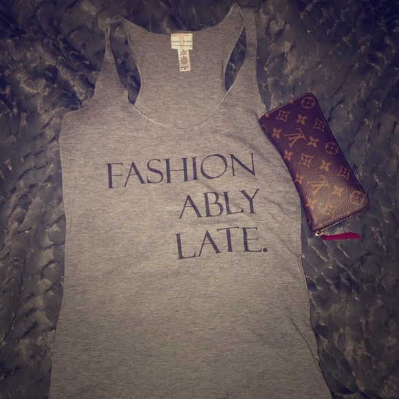 Tops | Couture Fashionably Late Grey Razorback Tank M | Poshmark